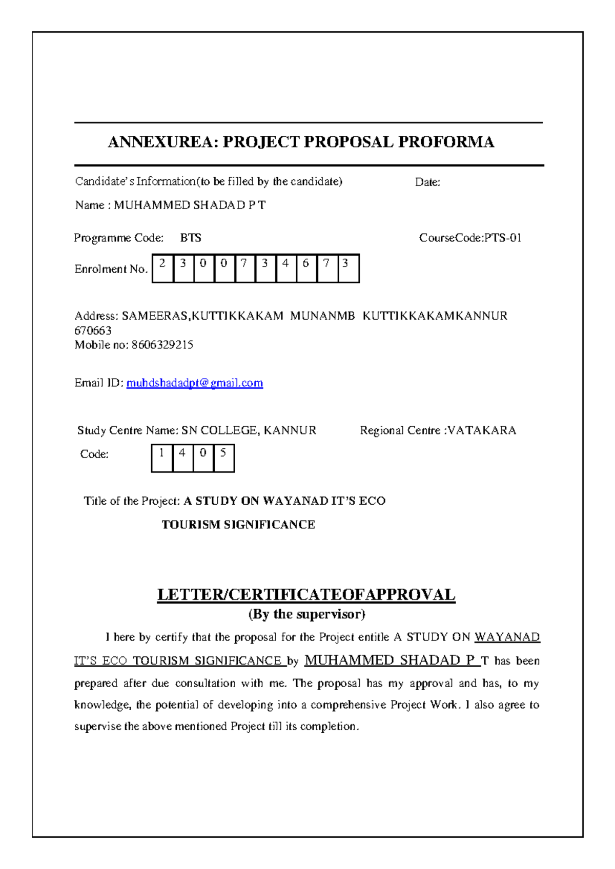 PTS5 Synopsis Final Shadad (4) FINL copy - ANNEXUREA: PROJECT PROPOSAL ...