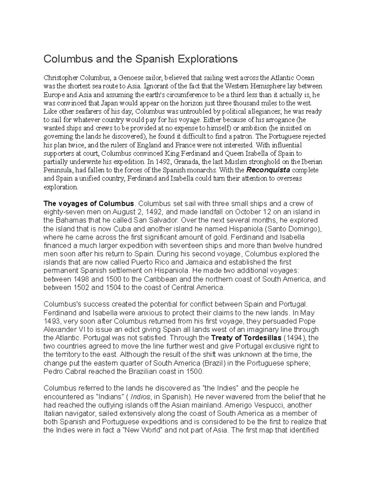 Columbus and the spanish explorations - Columbus and the Spanish ...