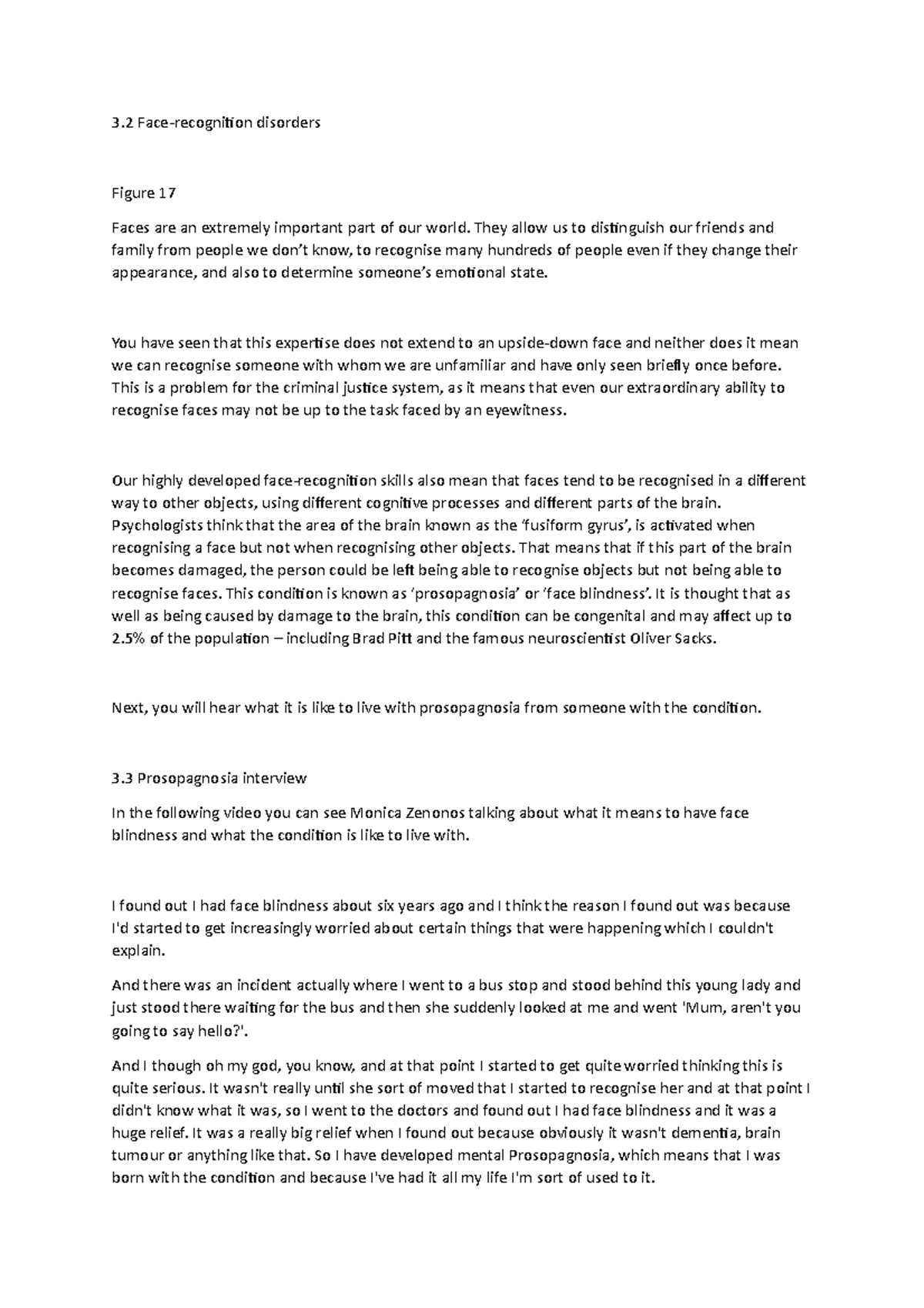 Recognising a face part 3 - 3 Face-recognition disorders Figure 17 ...