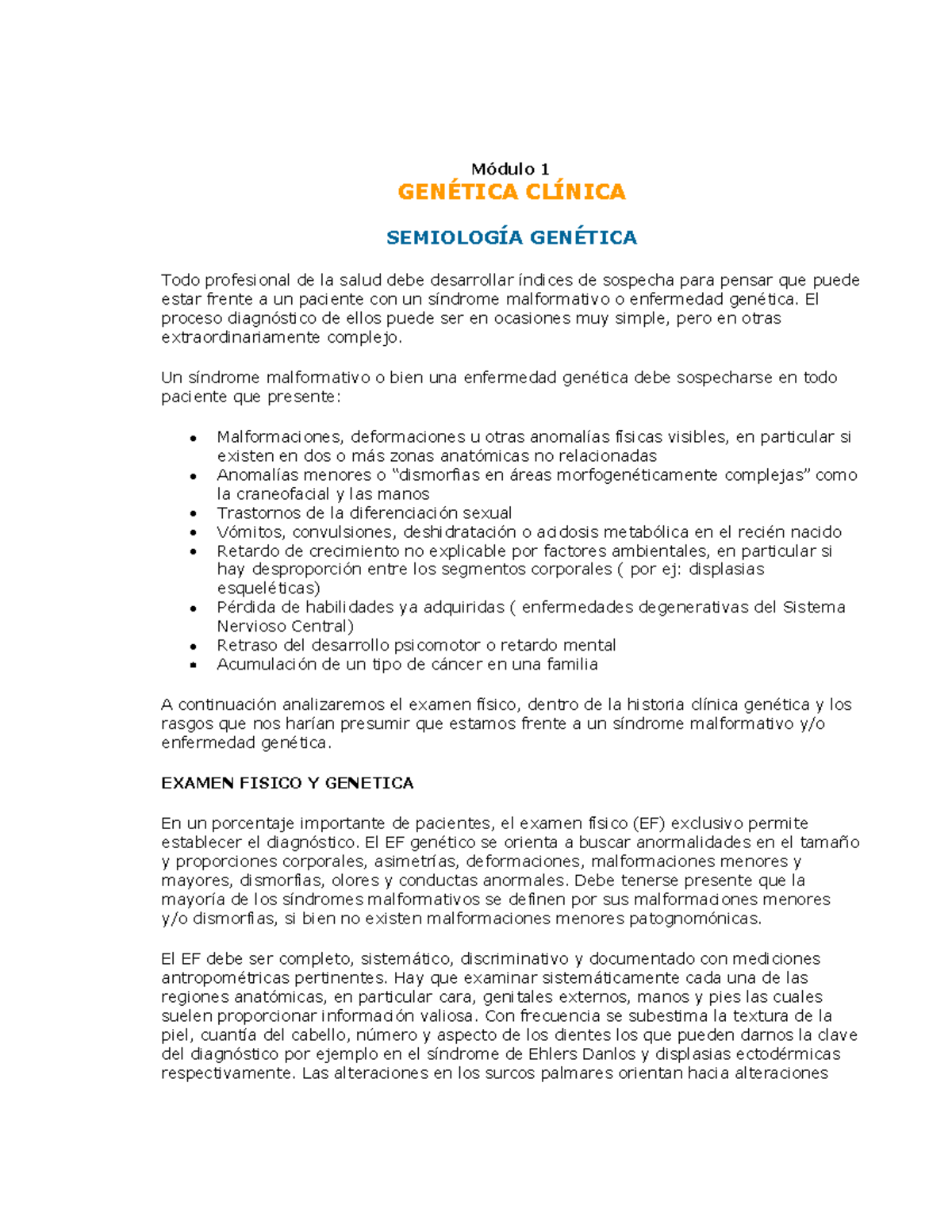 Módulo de Semiología Genética - MÛdulo 1 GEN.. CLÕNICA SEMIOLOGÕA GEN ...
