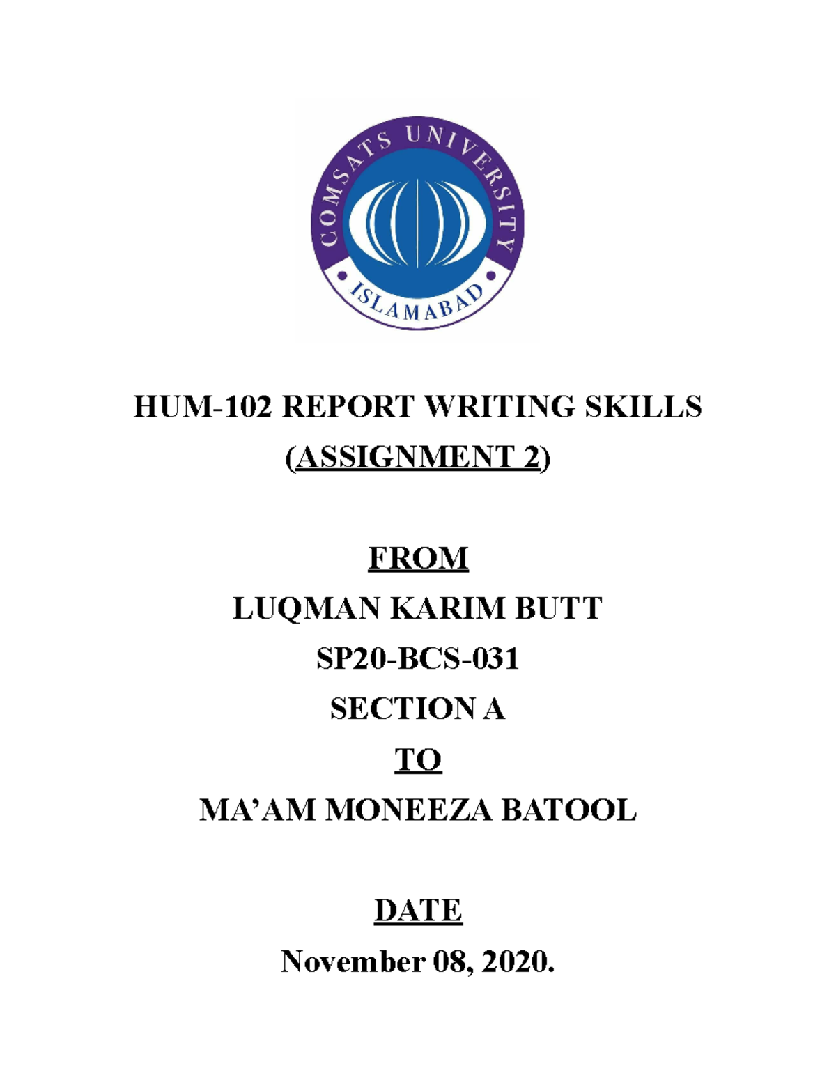 HUM102- Assignment 2(Report Writing) - HUM-102 REPORT WRITING SKILLS ...