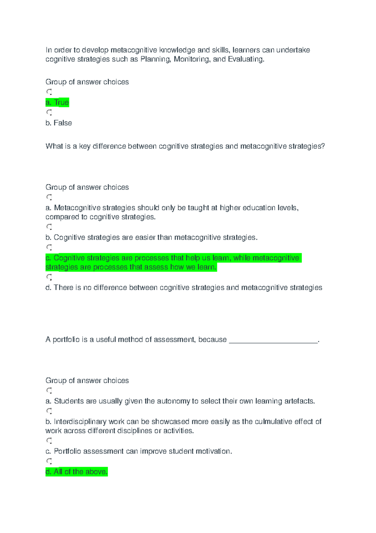 OST163 Pre Course Quiz (mcq) document - In order to develop ...