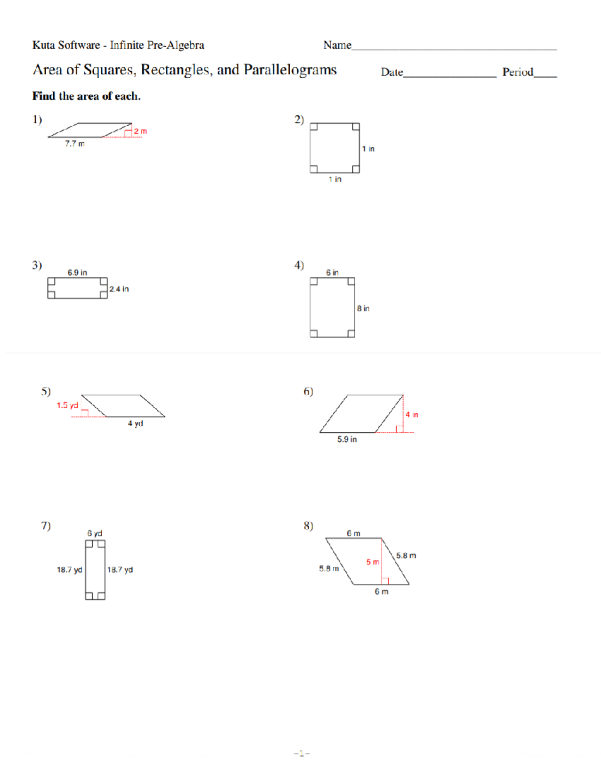 11.1 Area of parallelograms and triangles class - Studocu