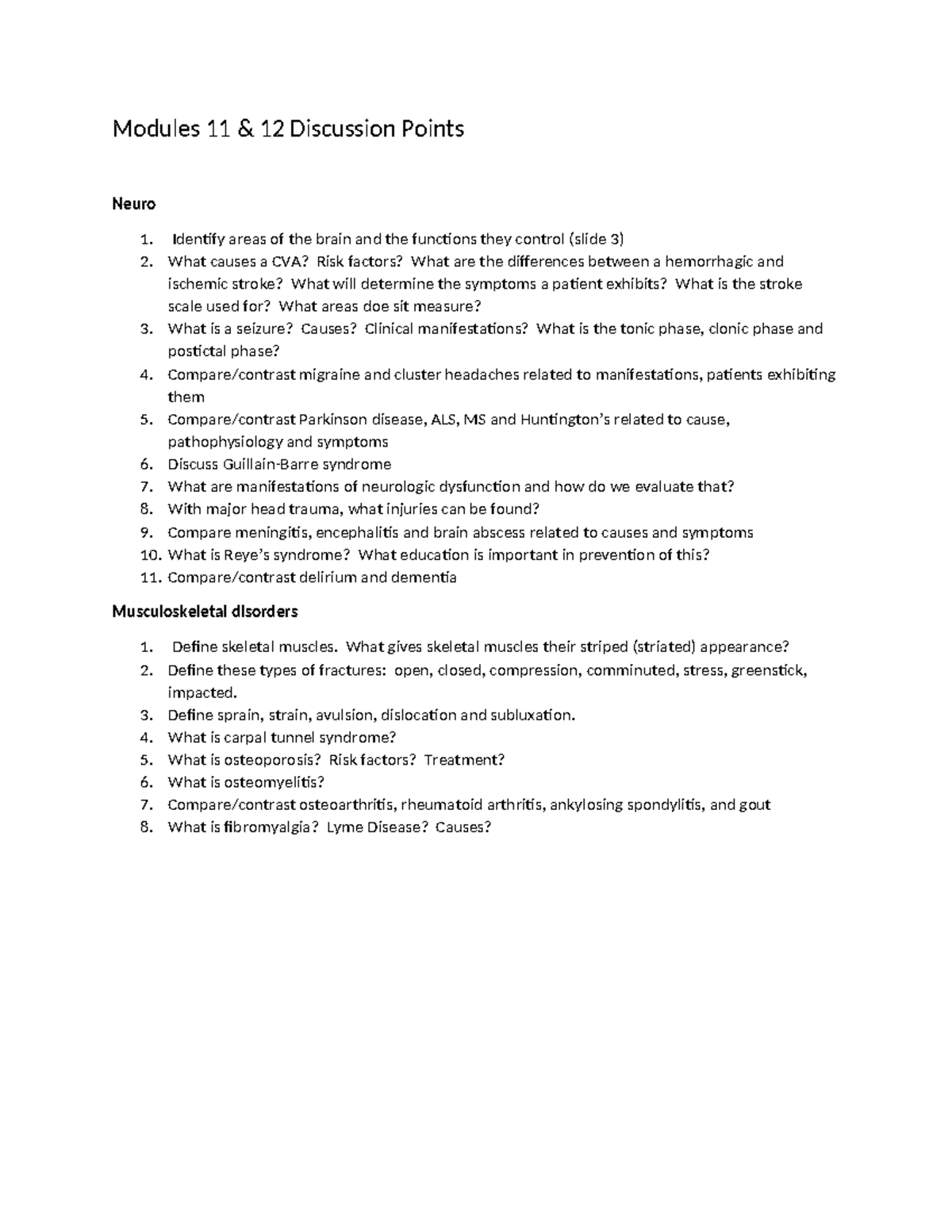Module 11 and 12 discussion points - Modules 11 & 12 Discussion Points ...