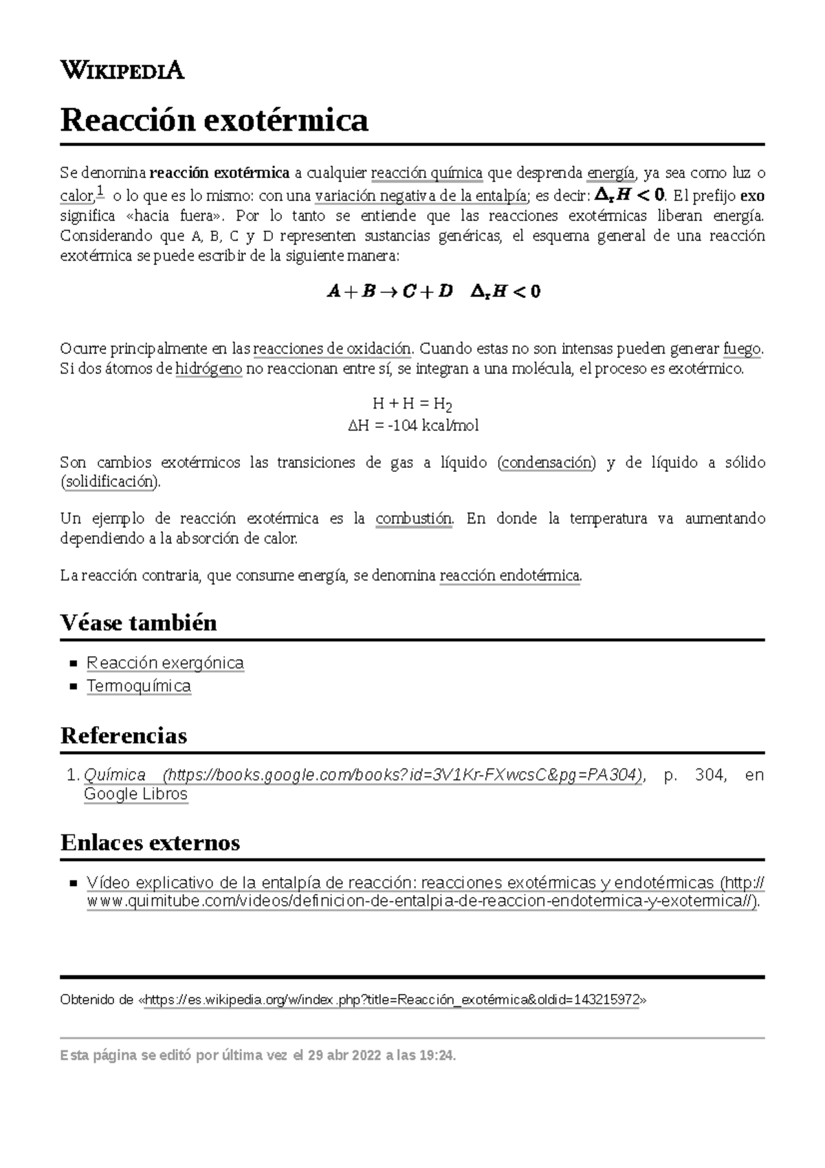Reacción exotérmica - teoria - Reacción exotérmica Se denomina reacción ...