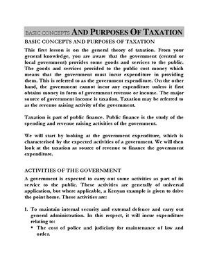 Taxation Notes. Lesson 1 - TAXATION INTRODUCTION Def: Taxation refers ...