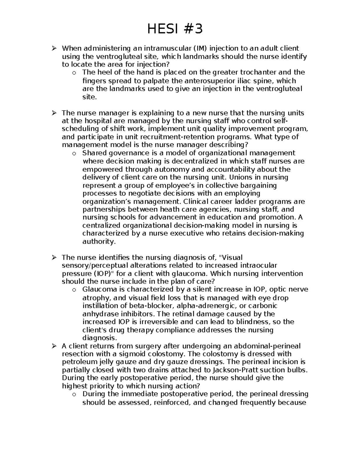 Hesi 3 - notes - When administering an intramuscular (IM) injection to ...