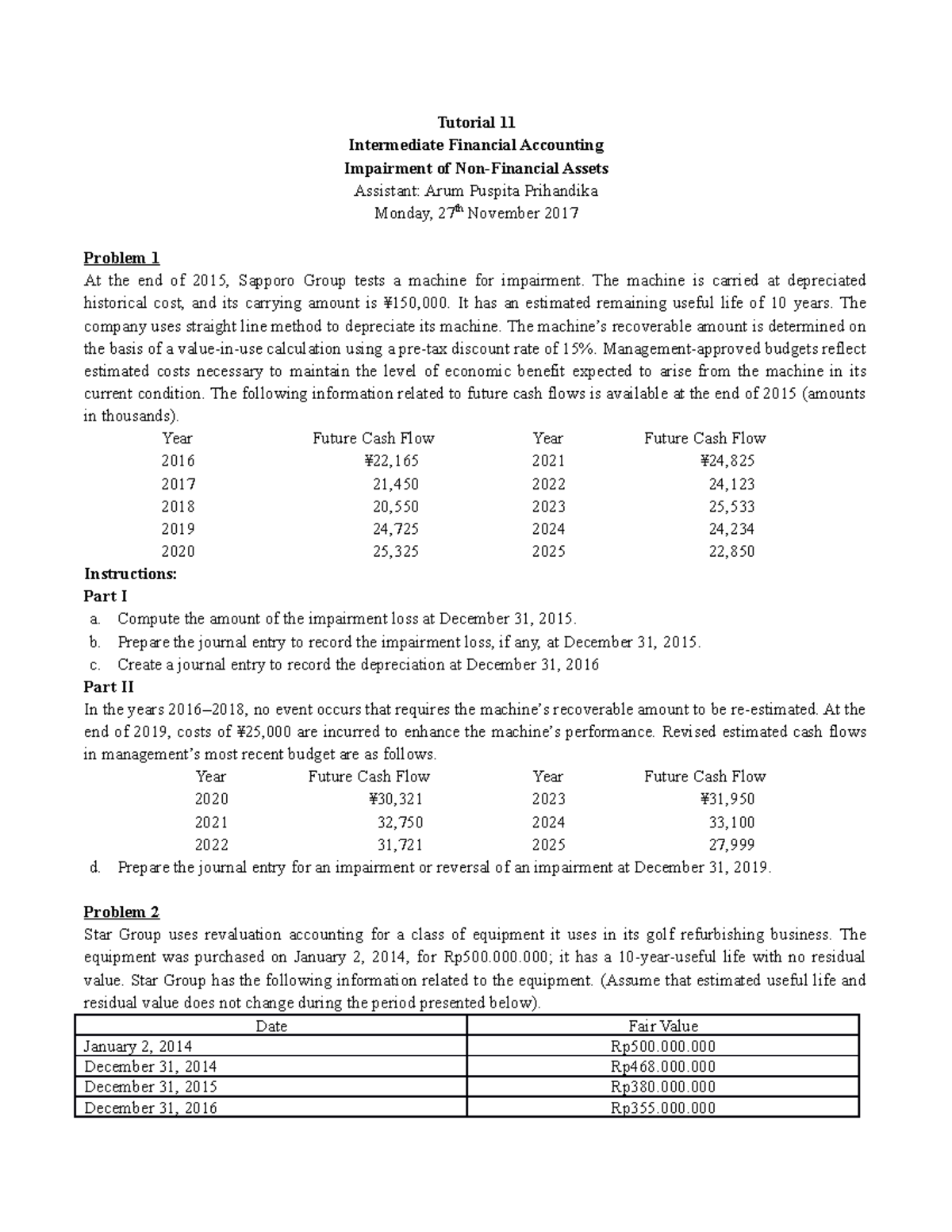 [Exercise] Tutorial 11 - Tutorial 11 Intermediate Financial Accounting ...