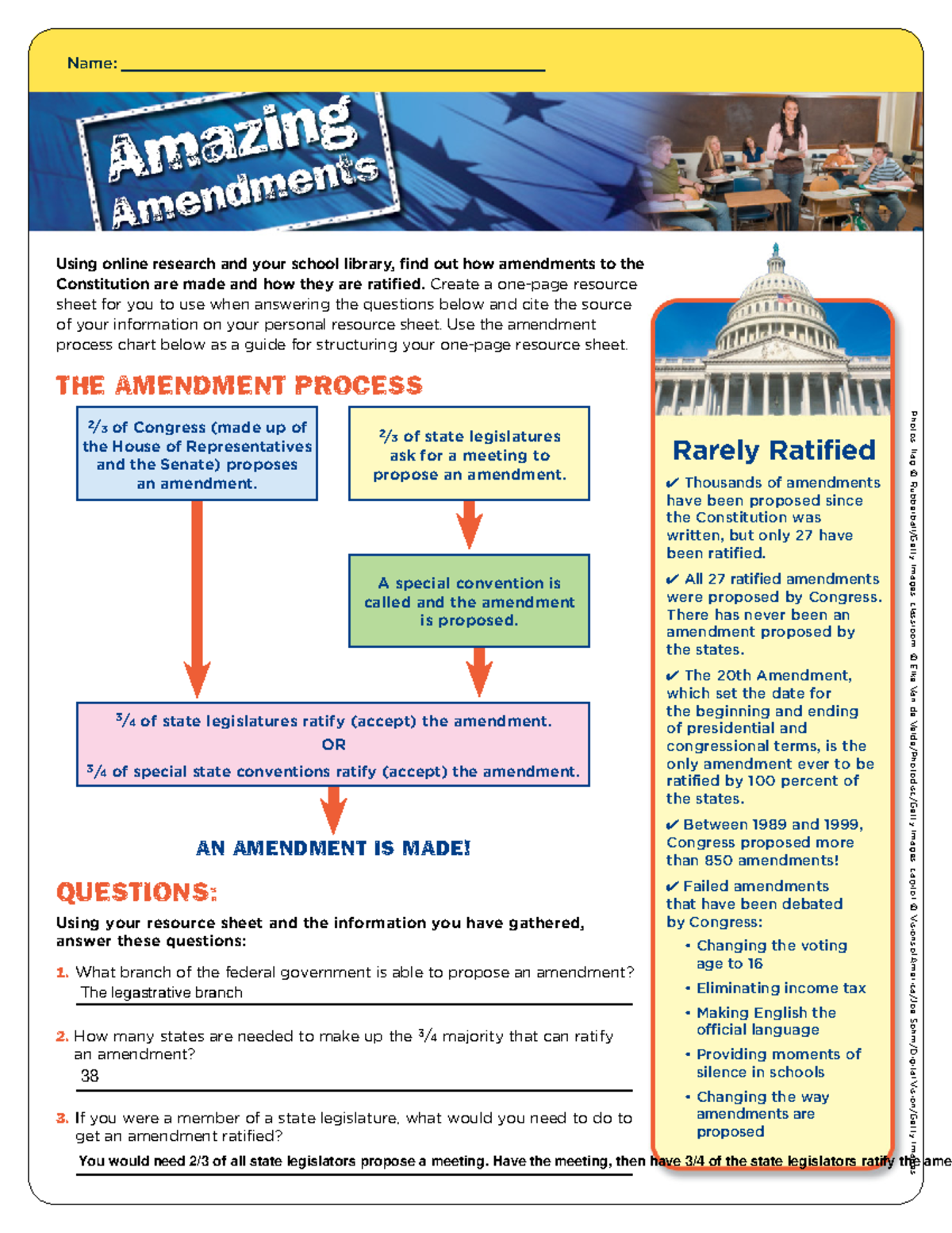 Amazing Amendments worksheet - Rarely Ratified 4 Thousands of ...