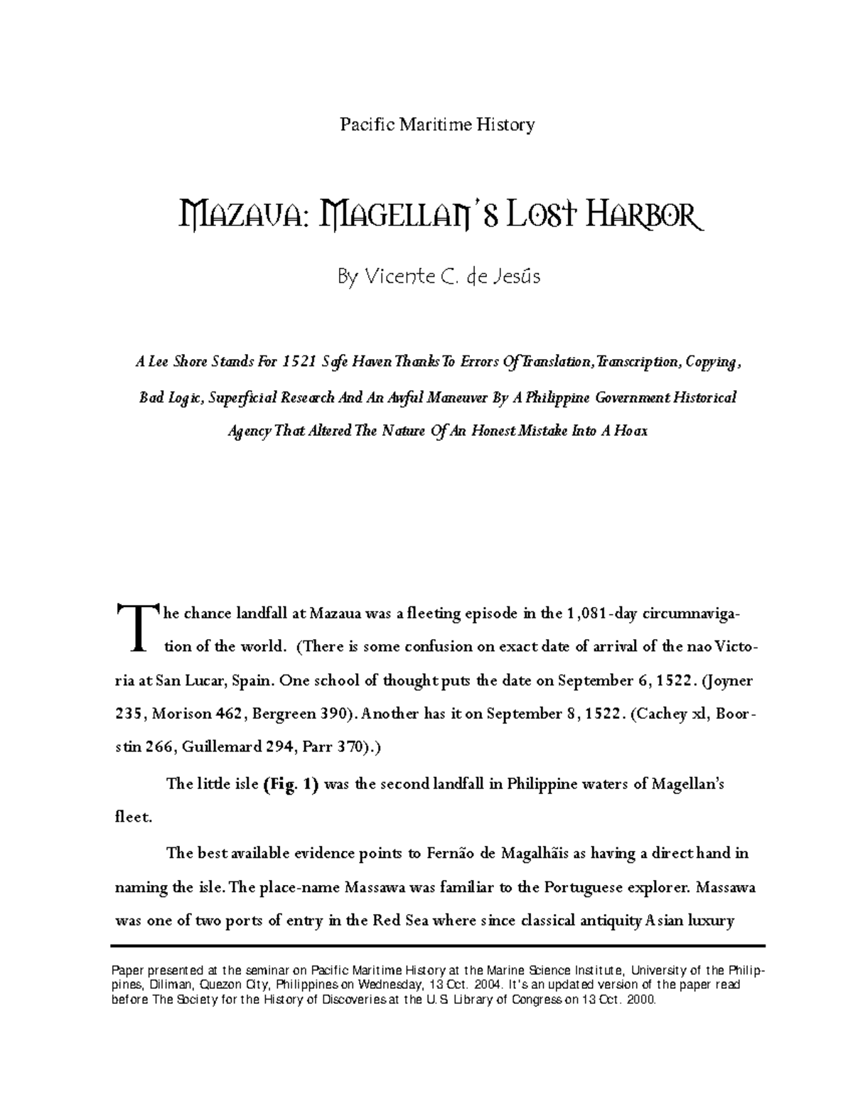 Mazaua - you can use this - Pacific Maritime History Mazaua: Magellanùs ...