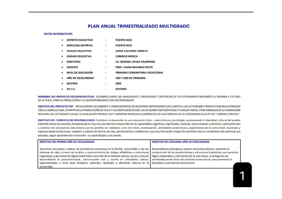 plan anual trimestralizado de multigrado 2022 - Pedagogia - Studocu