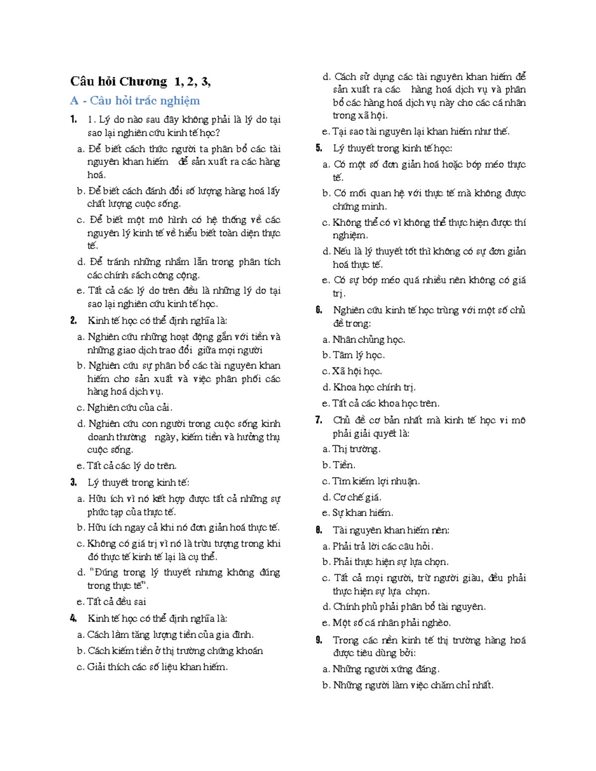 Cau hoi chuong 1, 2 ,3 - vimo - Câu hỏi Chương 1, 2, 3, A - C©u hái tr¾c nghiÖm Lý do nμo sau ...