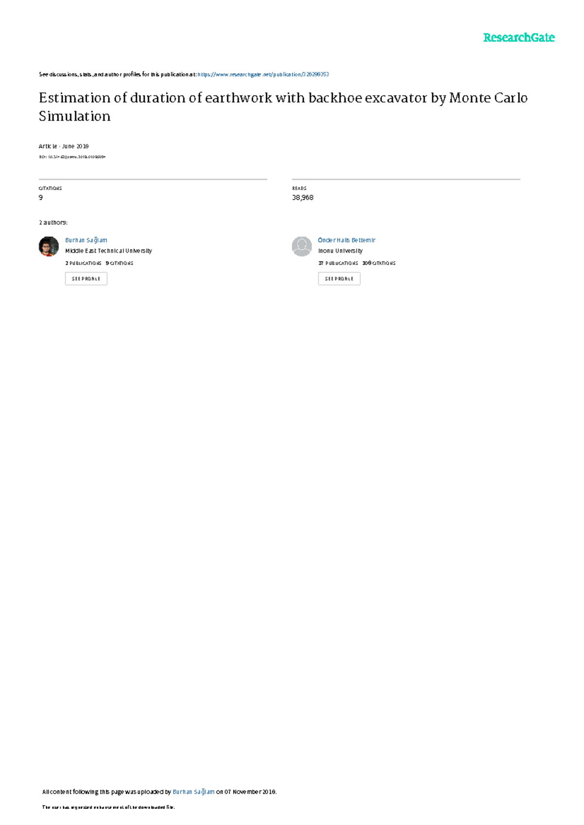 Estimation of duration of earthwork with backhoe e - See discussions, stats, and author profiles ...