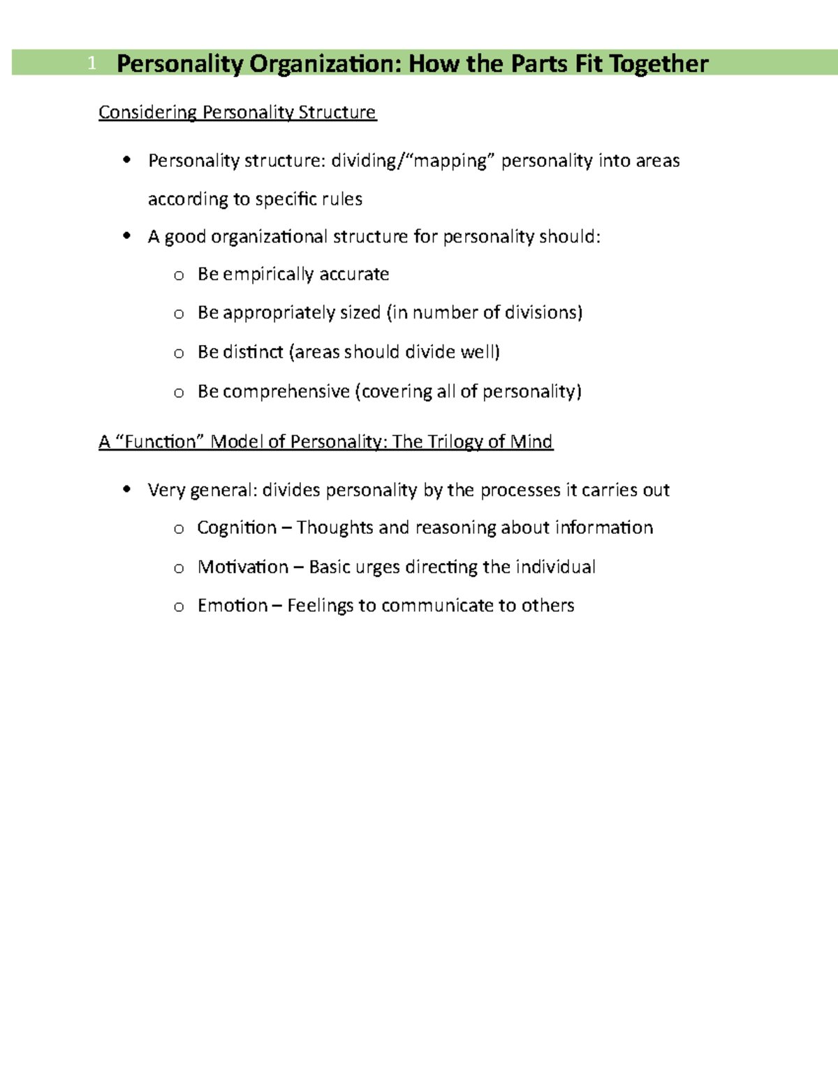 Pt3 Ch8 - Personality Organization - How The Parts Fit Together ...