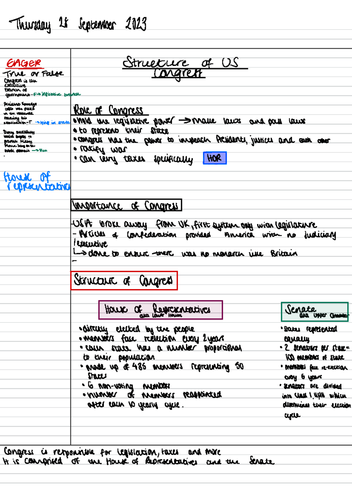 US Congress structure - Thursday 28 September 2823 at te ...
