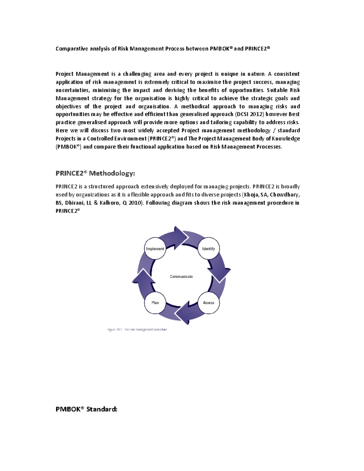 Sadat risk assignment 1 - Comparative analysis of Risk Management ...