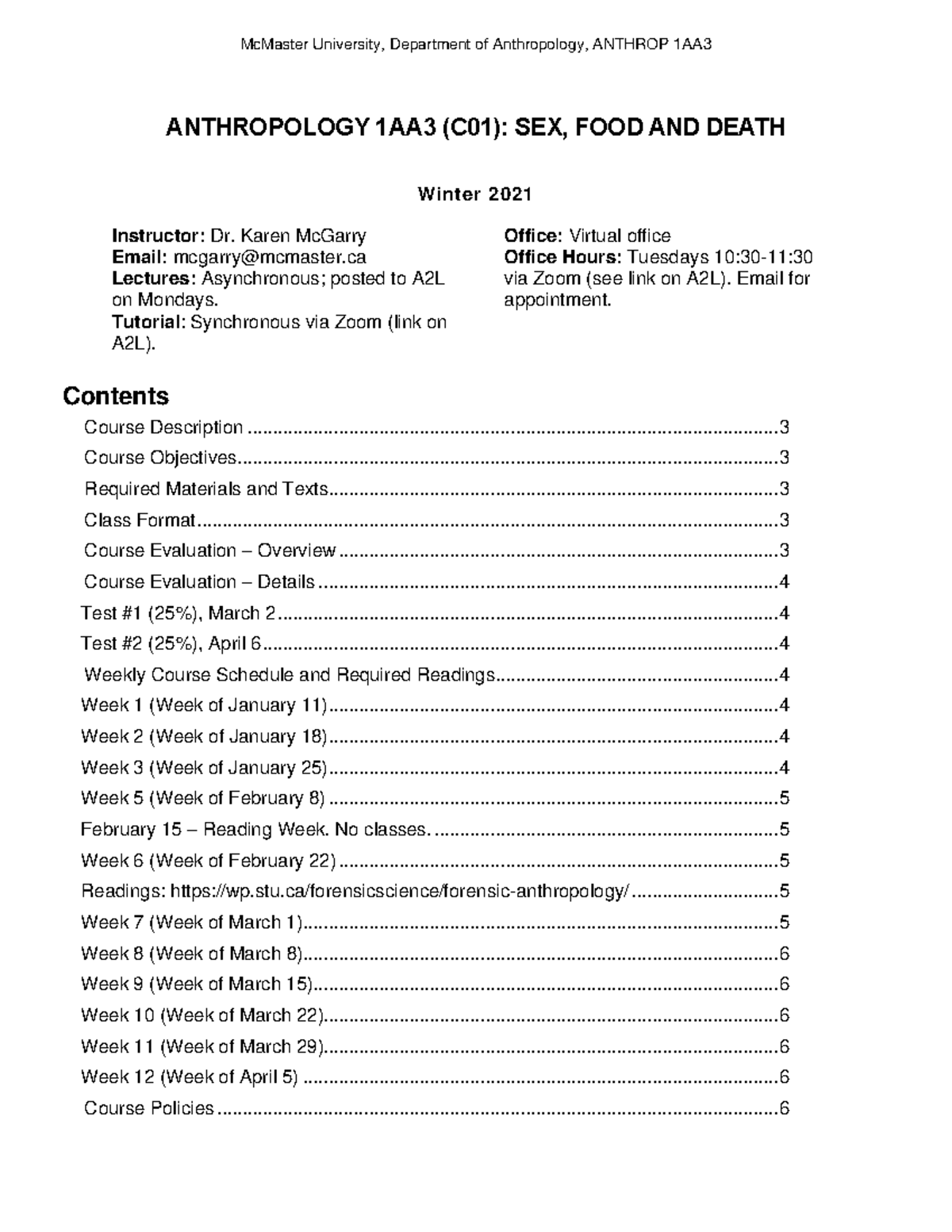 1AA3 Winter 2021 Accessible version 3 - ANTHROPOLOGY 1AA3 (C01): SEX, FOOD AND DEATH Winter 2021 ...