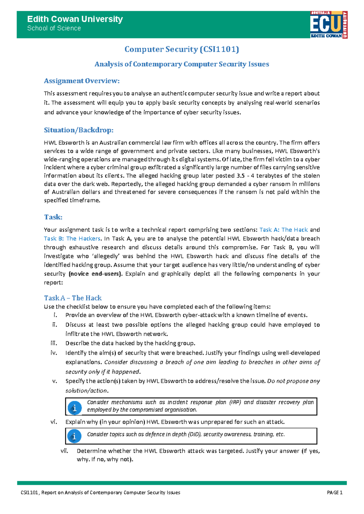 CSI1101+-+Analysis+of+Contemporary+Computer+Security+Issues - School of Science Computer ...