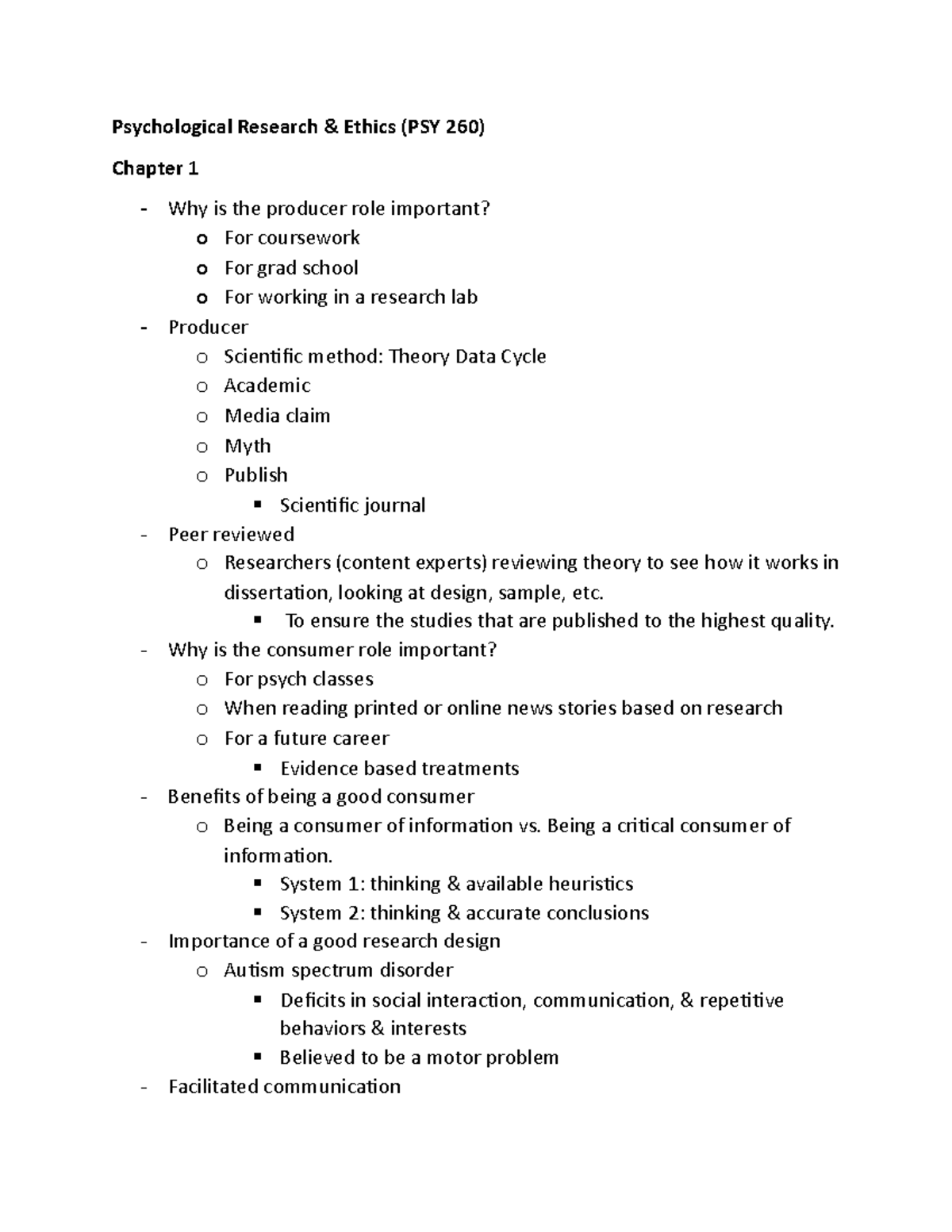 PSY 260 CH 1 - chapter 1 notes - Psychological Research & Ethics (PSY ...