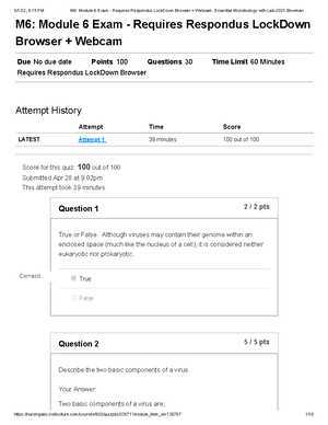 M4 Module 4 Exam Requires Respondus Lock Down Browser Webcam Essential ...