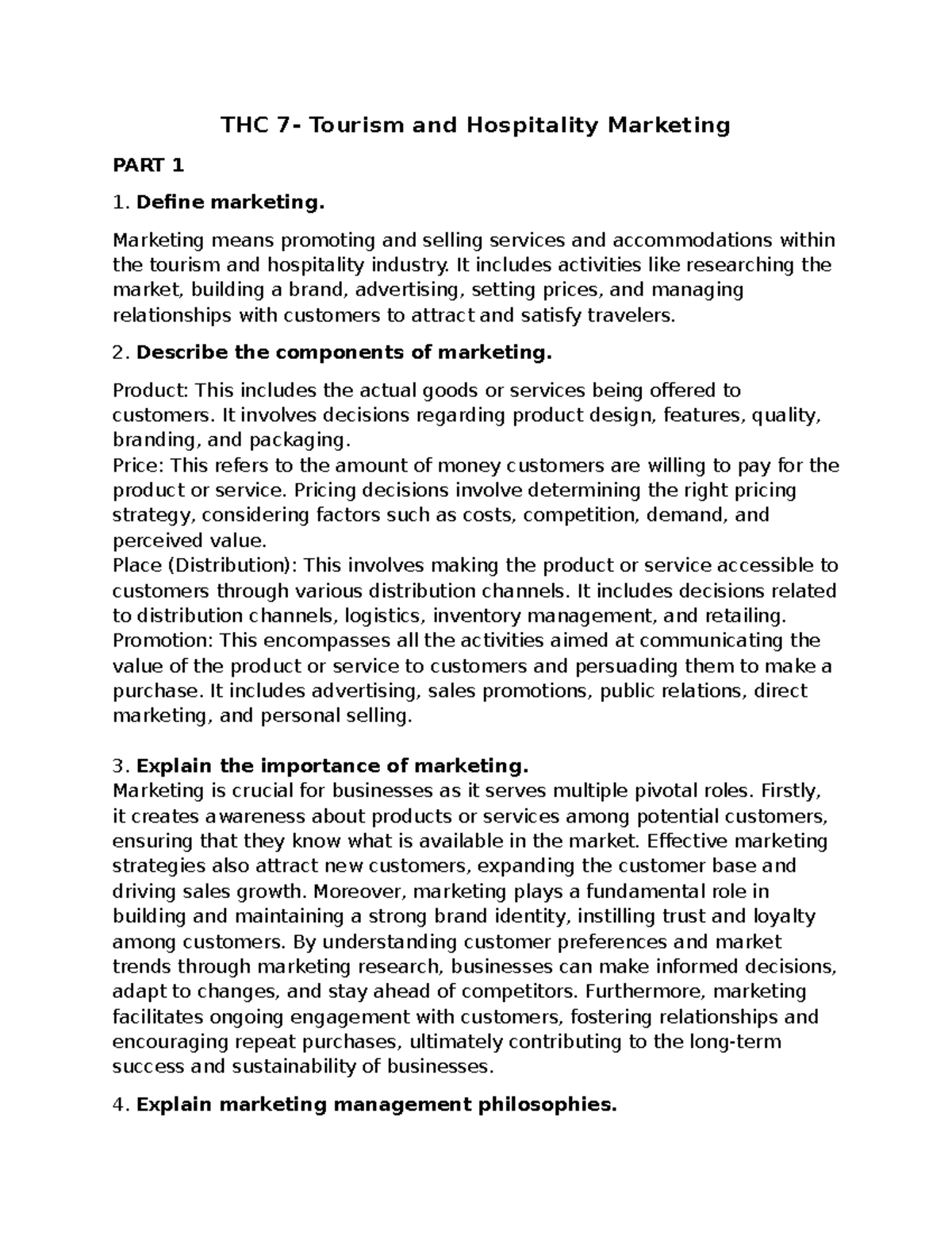 Tourism and Hospitality Marketing - Marketing means promoting and ...