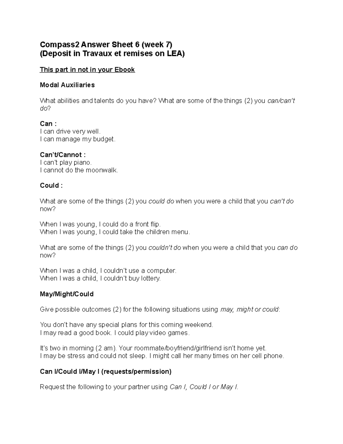 Compass 2 Answer Sheet 6 - I can manage my budget. Can’t/Cannot : I can ...