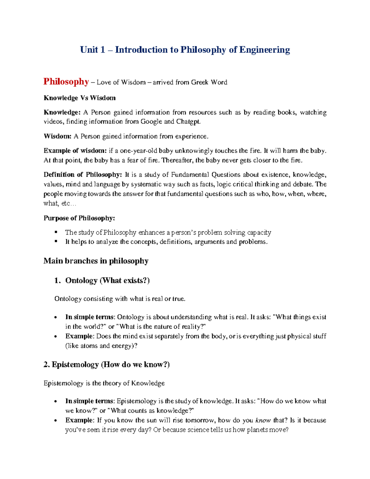 POE Unit 1 - Faculty Notes - Unit 1 – Introduction to Philosophy of ...