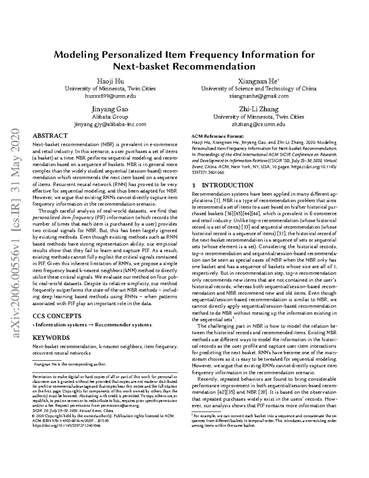Modeling Personalized Item Frequency Information for Next-basket ...