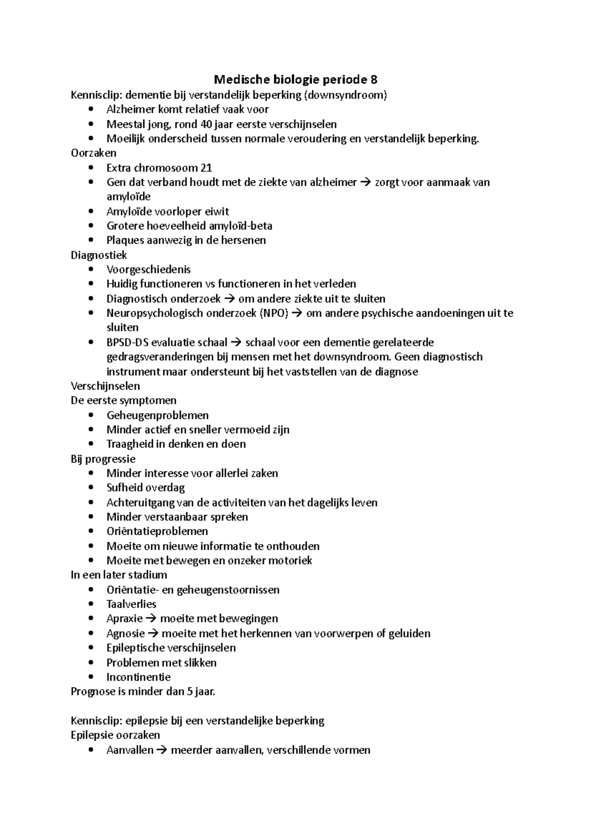 Medische biologie periode 8 - Oorzaken Extra chromosoom 21 Gen dat ...