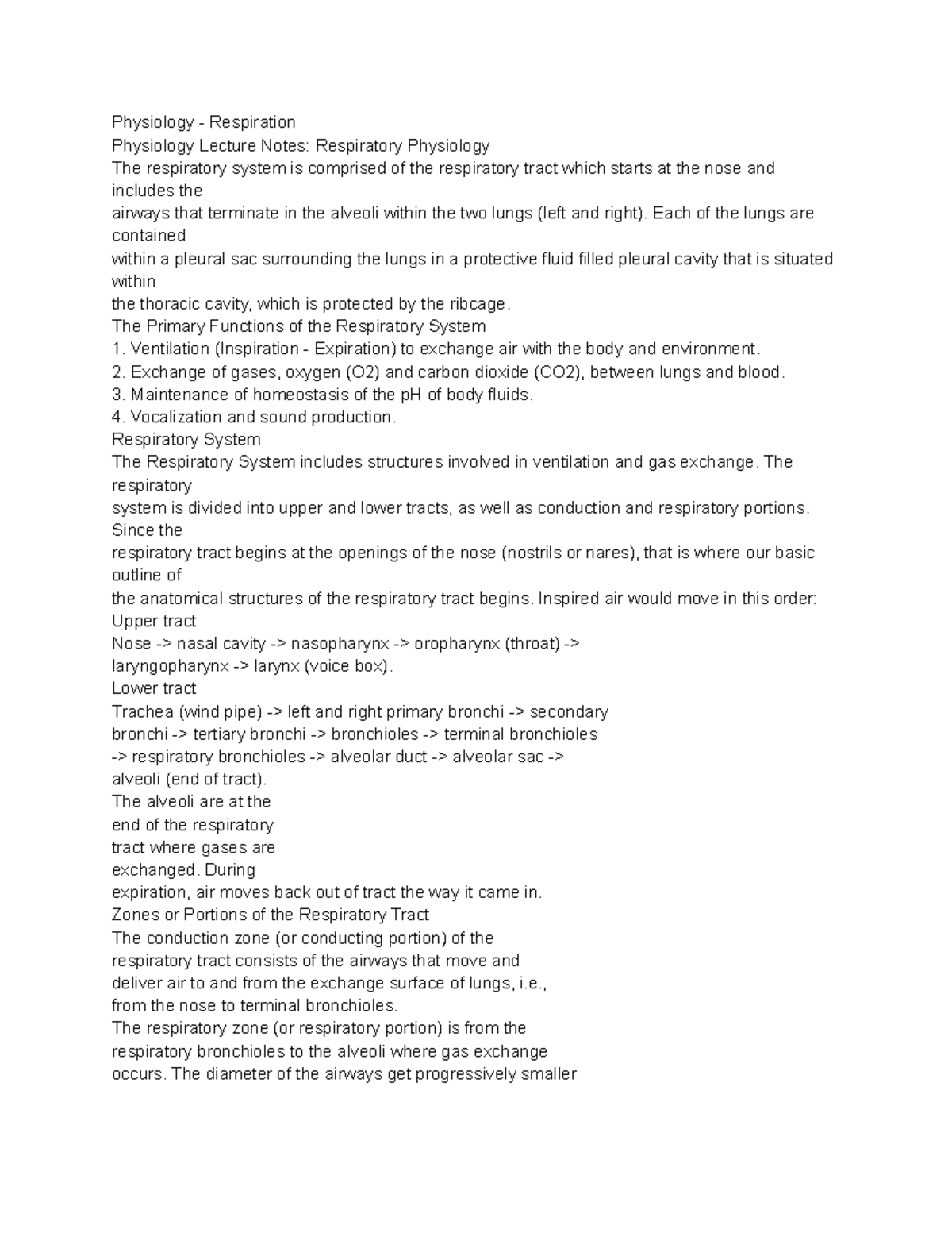 Physiology - Respiration - Physiology - Respiration Physiology Lecture ...