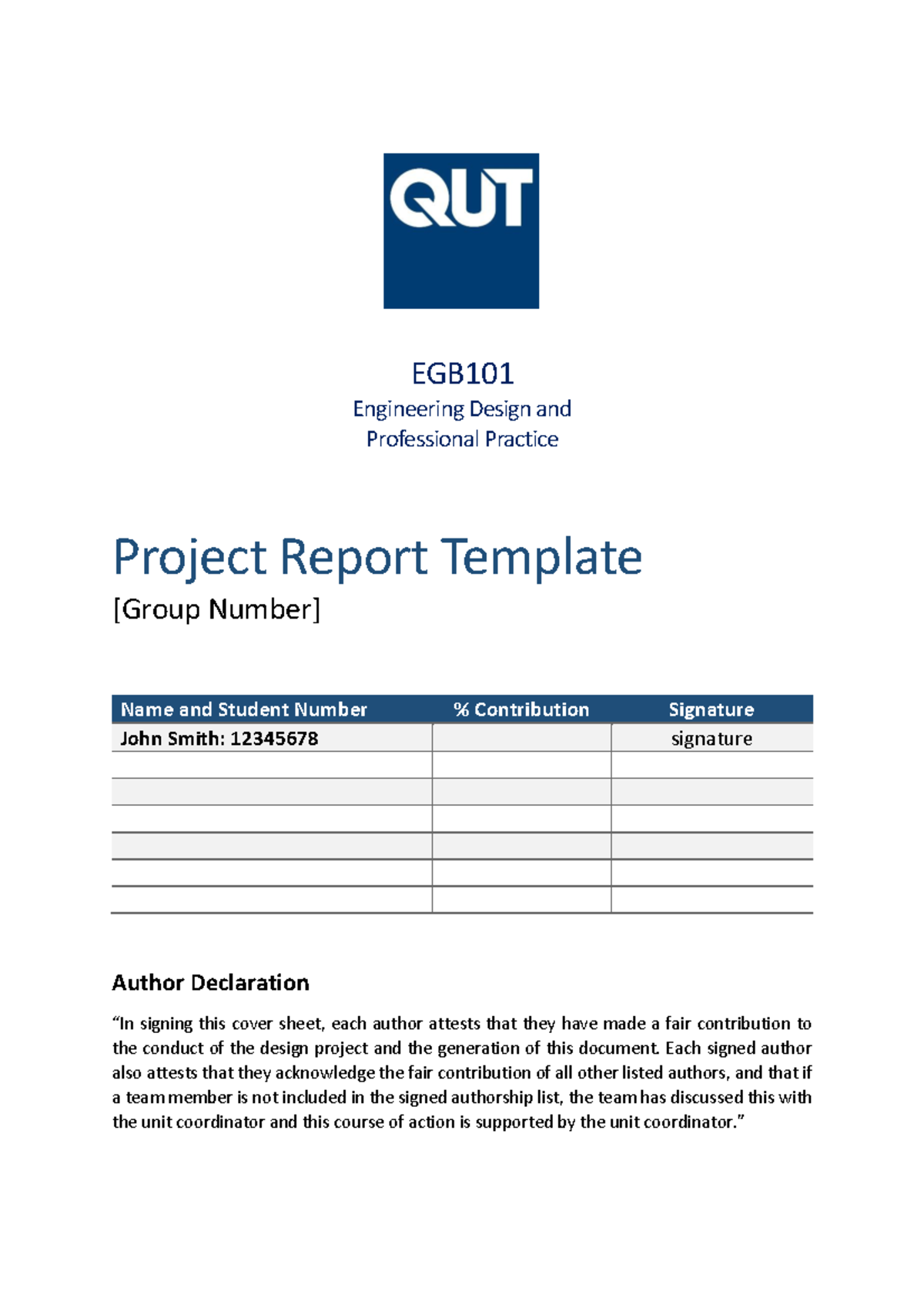 EGB101 S1 2024 Assessment 2 - Engineering Report Template-2 - EGB ...