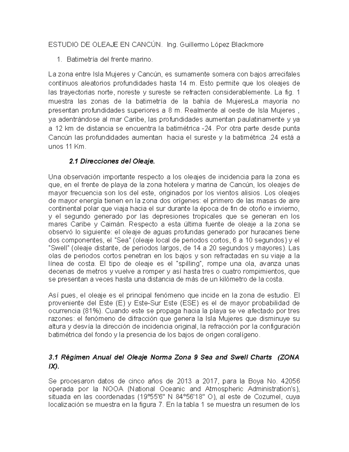 Estudio de oleaje en Cancún ii.1 - ESTUDIO DE OLEAJE EN CANCÚN. Ing ...