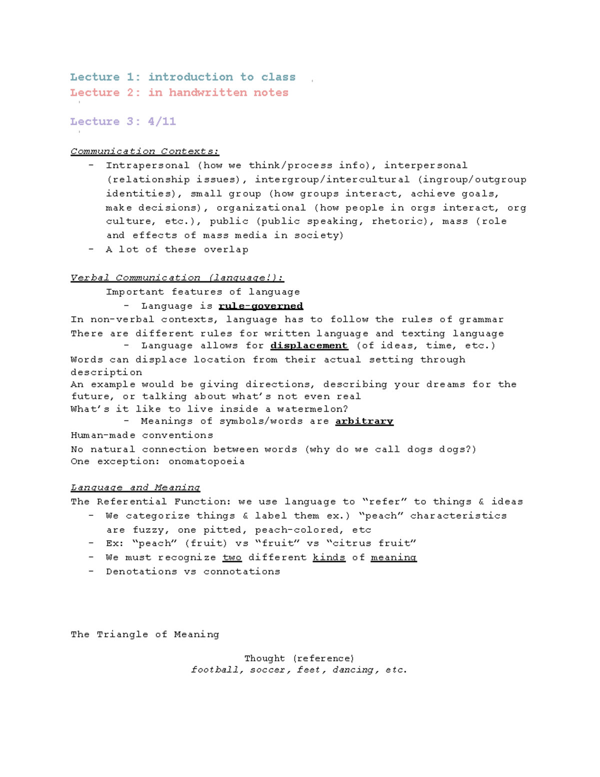 COMM 1 Intro To Communication Notes All Lectures Lecture 1