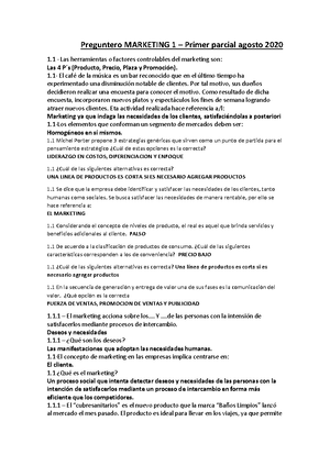 Preguntero Integrador Marketing 1 - Warning: TT: undefined function: 22 Warning: TT: undefined ...