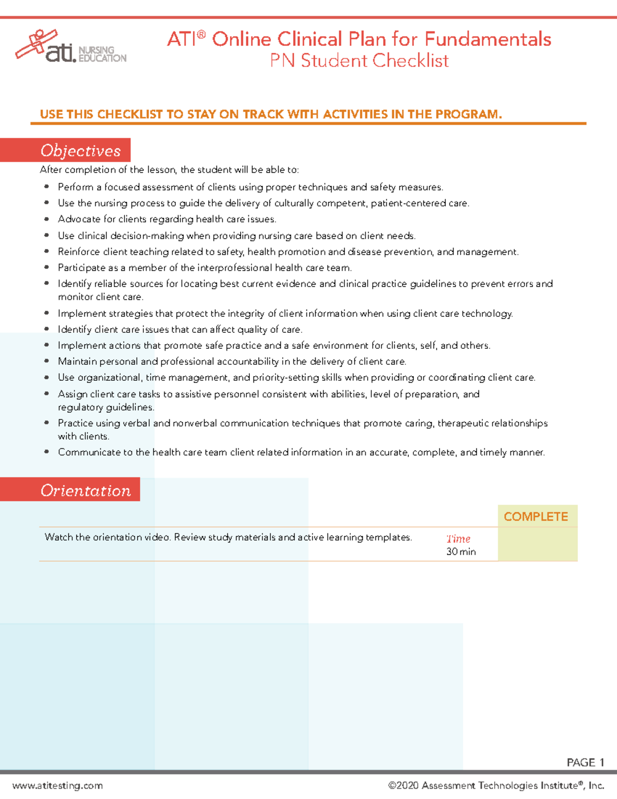 ATI fundamentals checklist ati report sheets for nursing students ...