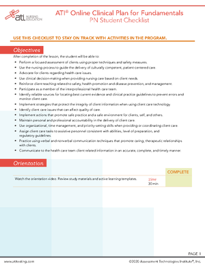 ATI fundamentals checklist ati report sheets for nursing students ...
