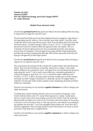 PSY 491. 2-1 modual milestone - PSY 491: 2-1 Module Two Milestone ...