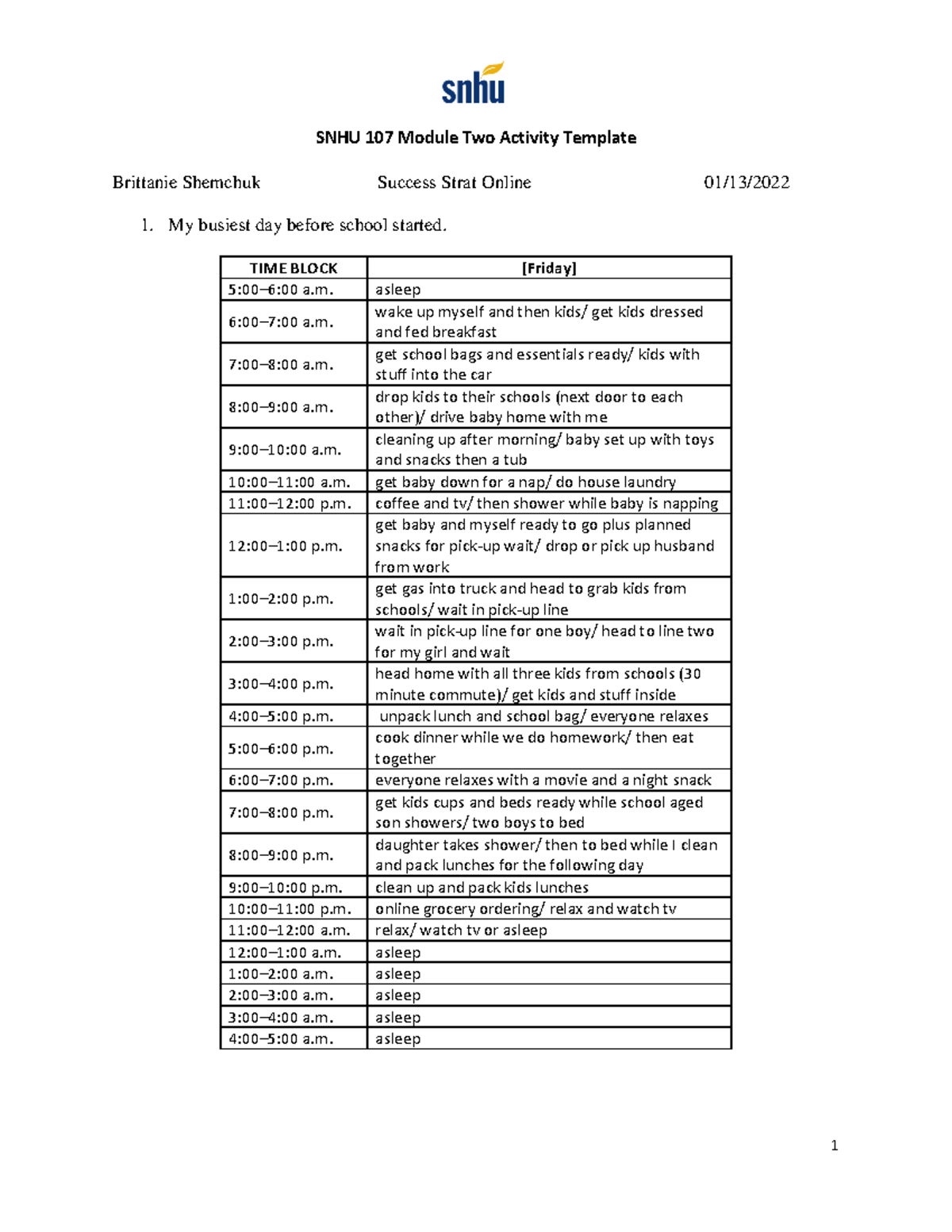 Module 2 Template Success Strategies for Online Learning - 1 SNHU 107 ...