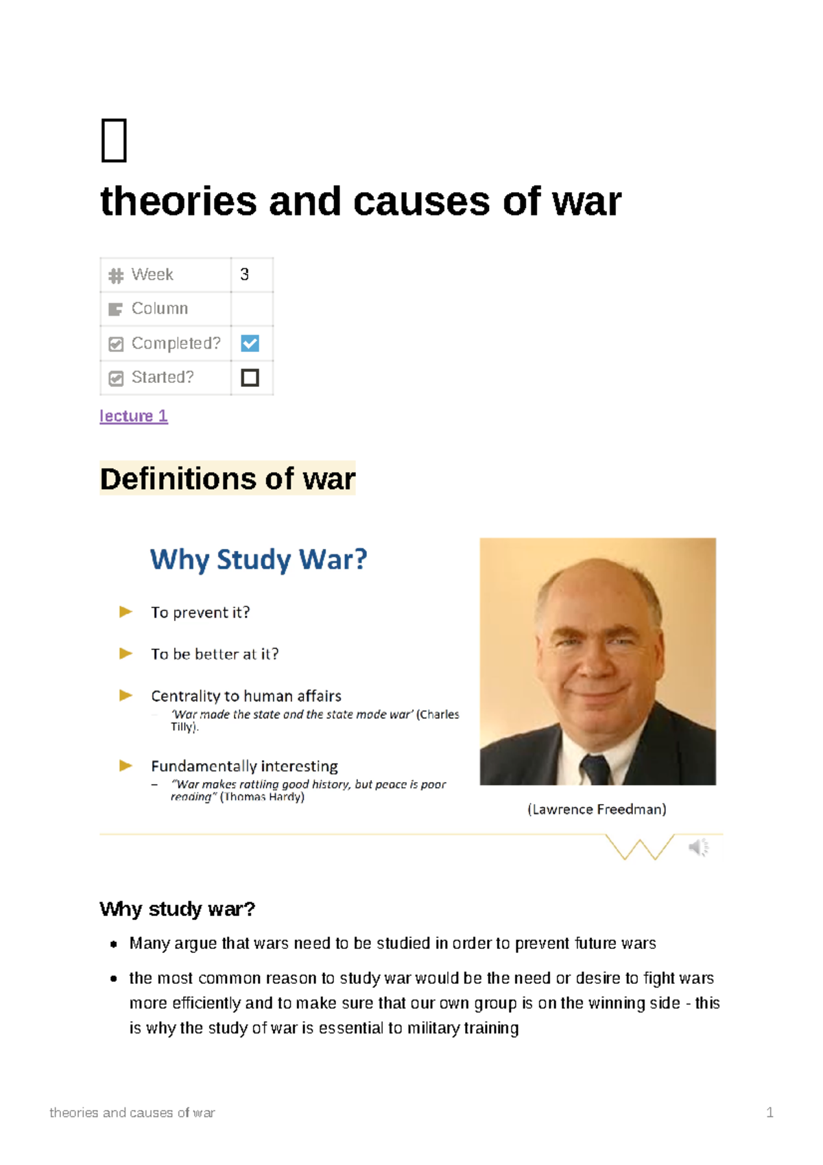 Theories and causes of war - ฀ theories and causes of war Week 3 Column ...