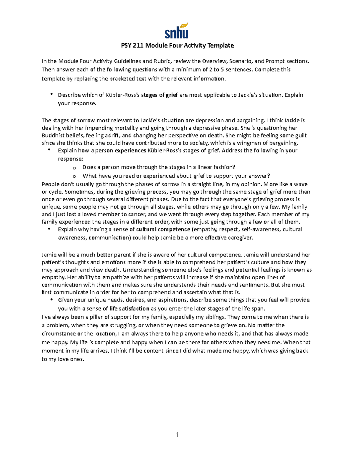 PSY 211 Module Four Activity Template - PSY 211 Module Four Ac1vity ...