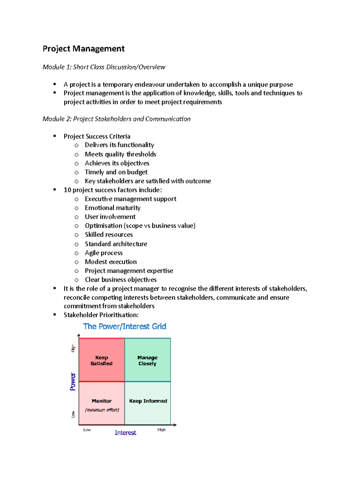 Project-Management.-Notes 1-9 - Project Management Module 1: Short ...
