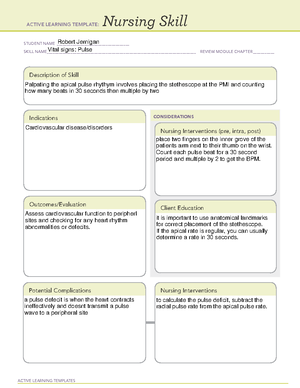 Temperature template - ATI - ACTIVE LEARNING TEMPLATES Nursing Skill ...