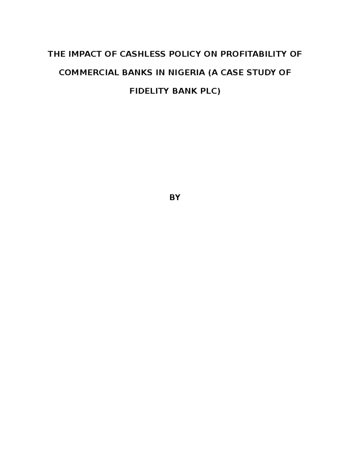 THE Impact OF Cashless Policy ON Profitability OF Commercial Banks IN ...