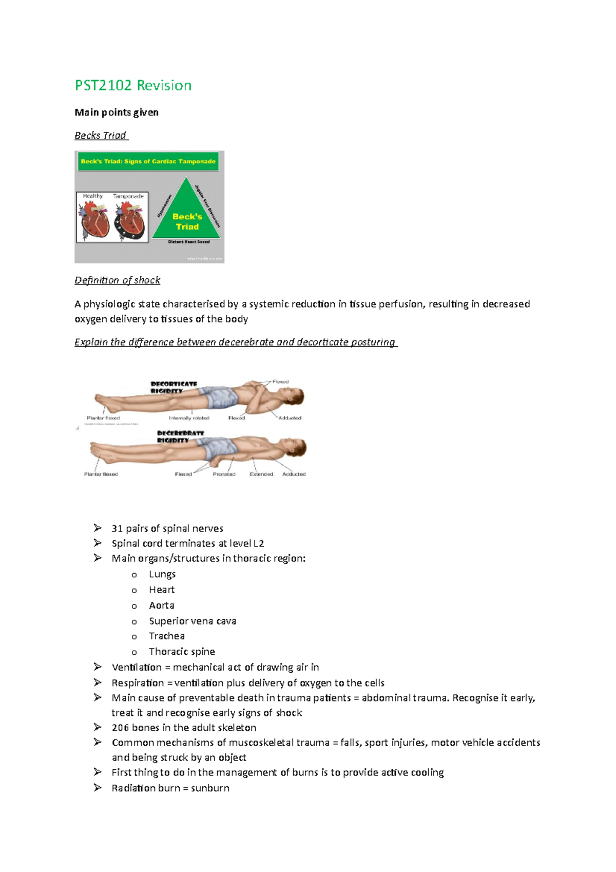 PST2102 exam Revision - PST2102 Revision Main points given Becks Triad ...