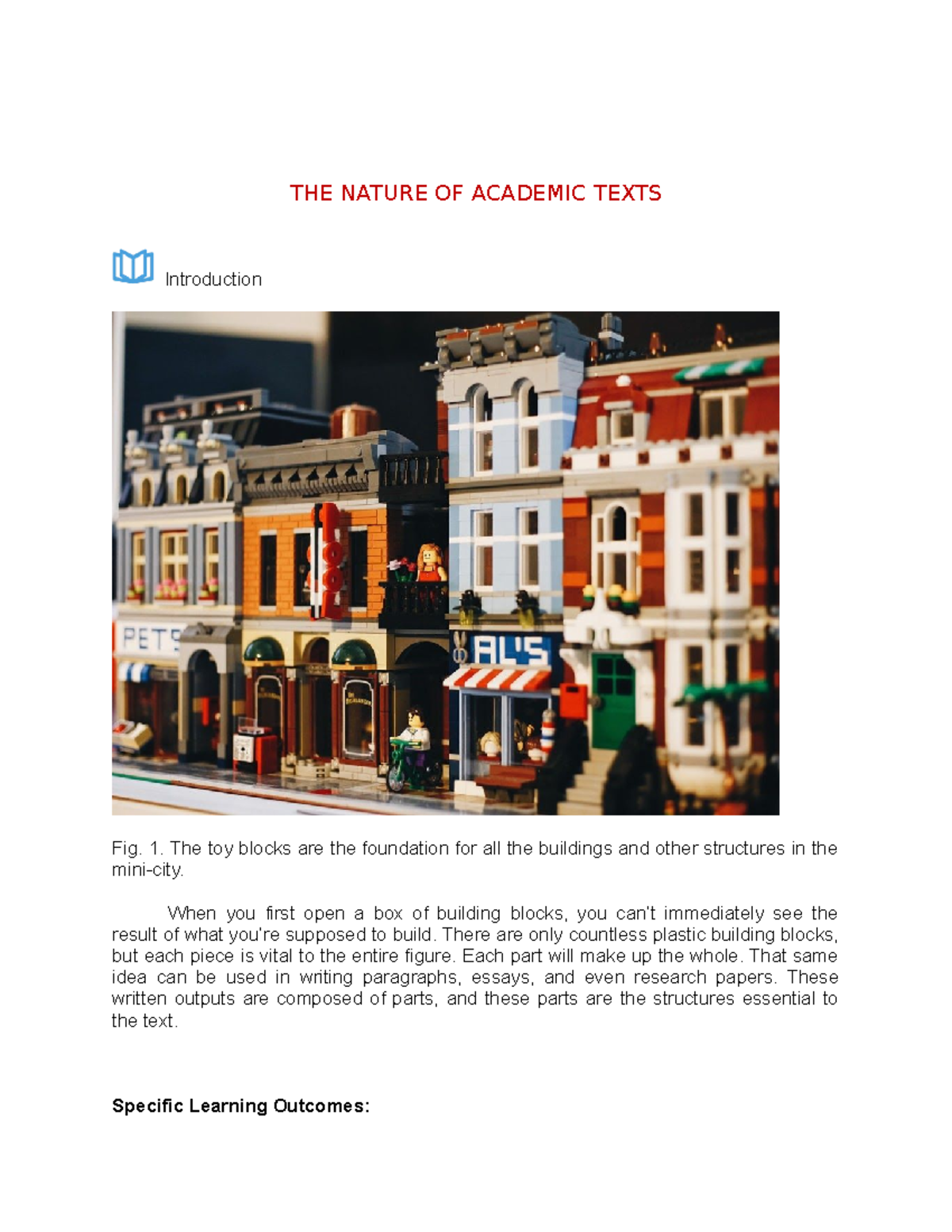 THE Nature OF Academic Texts - THE NATURE OF ACADEMIC TEXTS ...