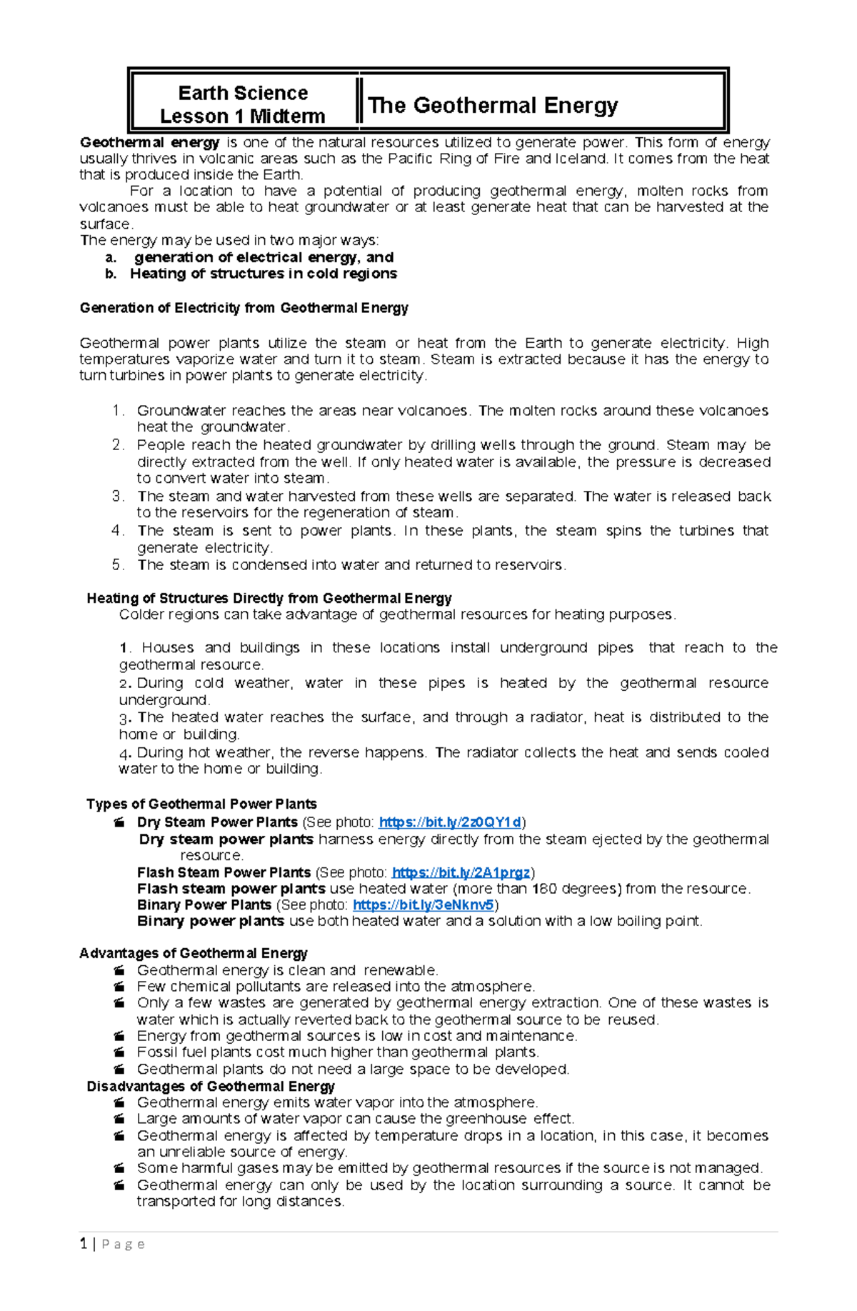 ES Q1 MOD4 - None - Geothermal energy is one of the natural resources ...