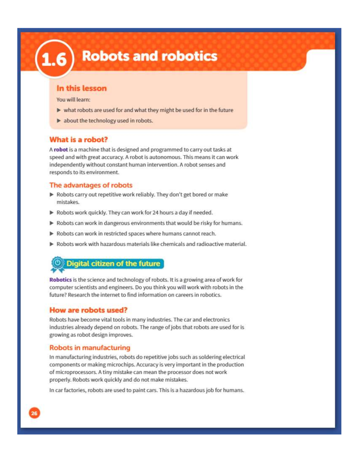 1.6 Robots and Robotics - Information and Communication Technology ...