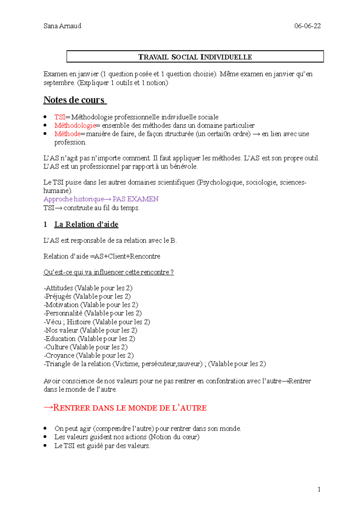 Travail Social Individuelle (Notes de cours) - TRAVAIL SOCIAL ...