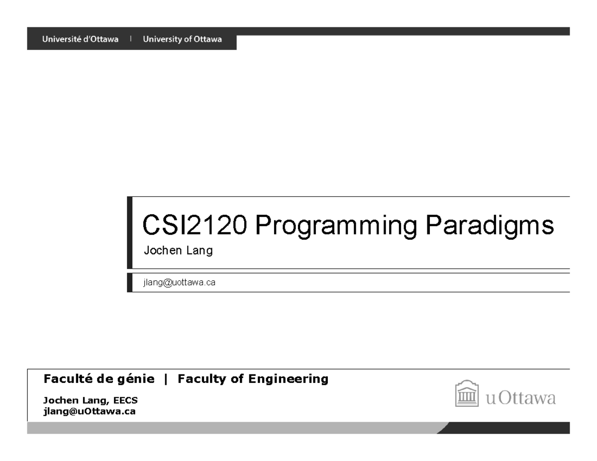 CSI2120 Programming Paradigms Jochen Lang Local Binding Variables Named Characters Strings - Studocu