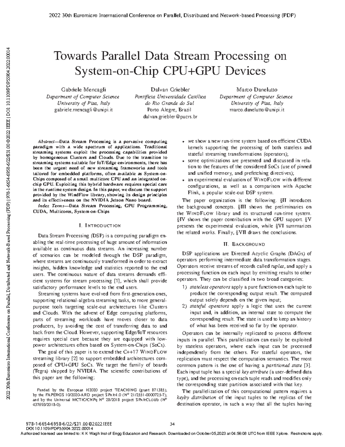Towards Parallel Data Stream Processing On System On Chip Cpugpu Devices Towards Parallel Data